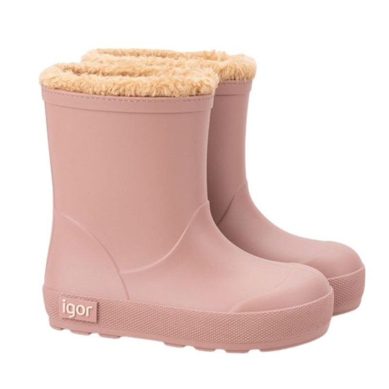 Bottes de pluie souples fourrées et barefoot Igor Borreguito Rosa